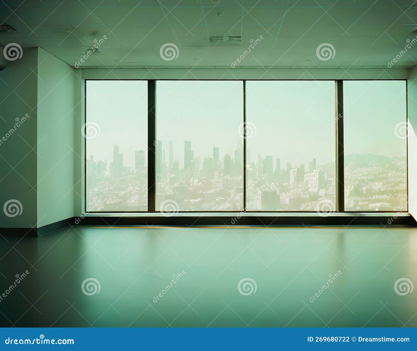Modern Empty Elegant Office with Windows and Workspaces. AI Generated ...