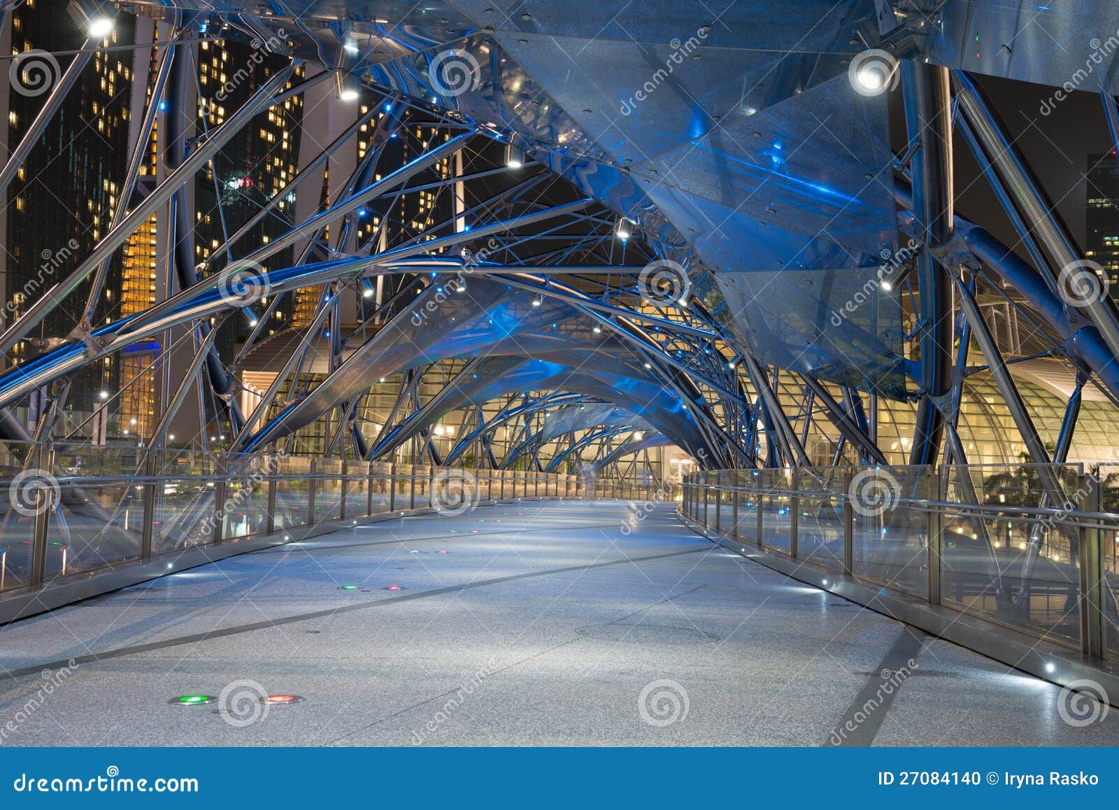 Futuristic Bridge Silhouette Illuminated By Neon Lights In A Cyberpunk ...
