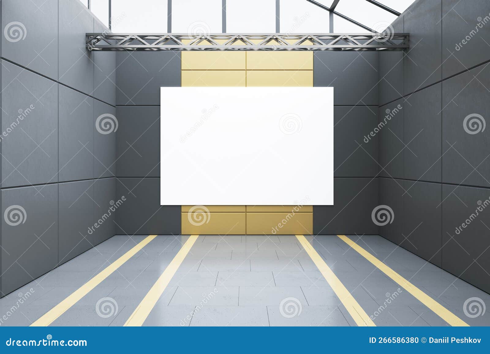 Modern Empty Gray Garage Interior with Blank Mock Up Banner. Warehouse ...