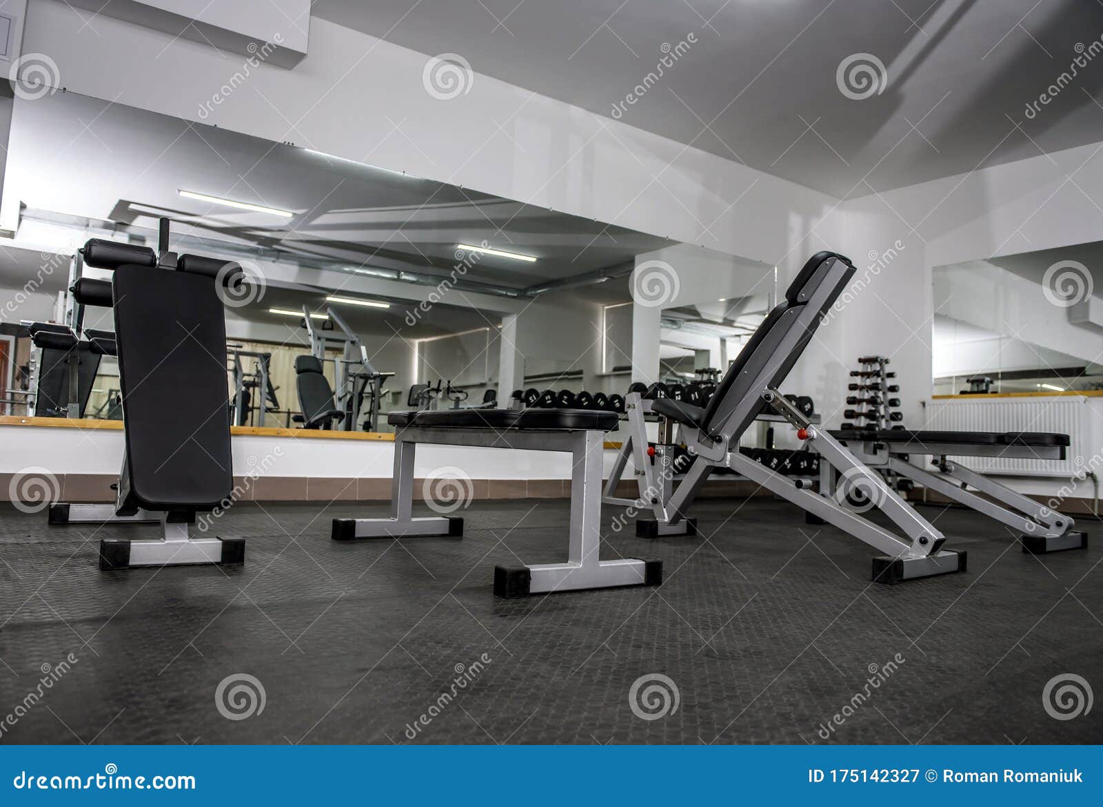 Modern and Empty Gym Interior with Equipment Stock Image - Image of ...