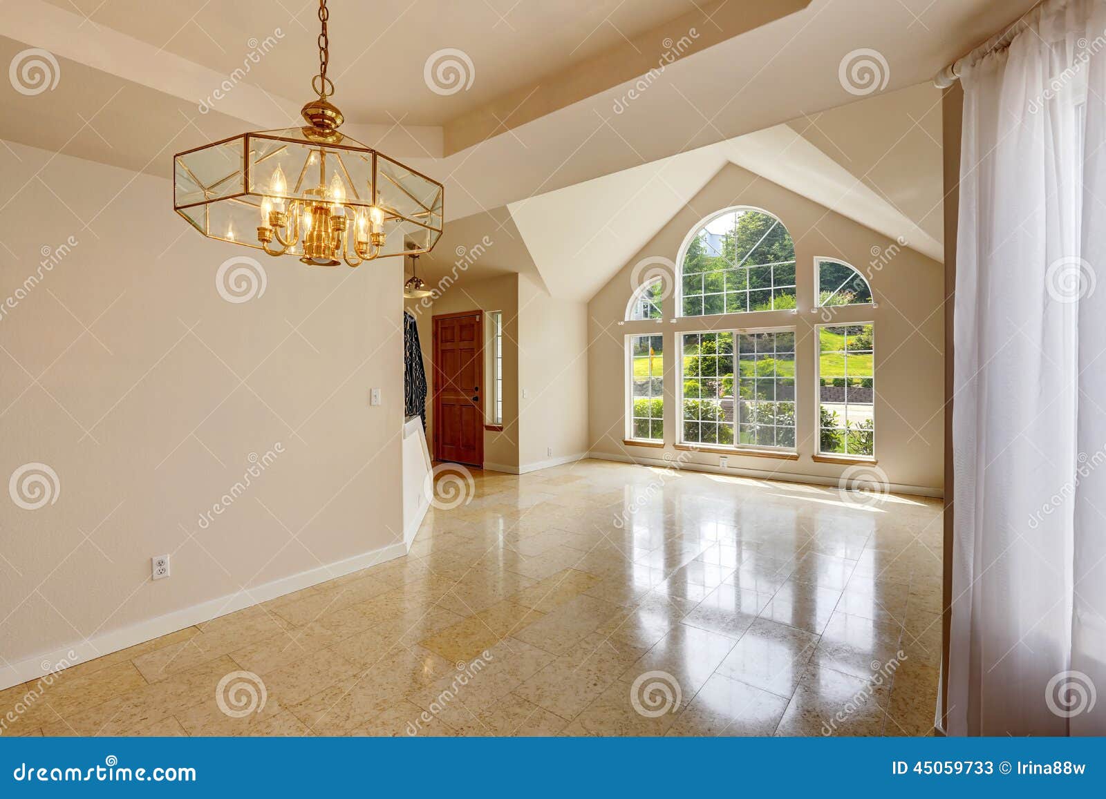 Modern Empty House Interior with Marble Tile Floor Stock Image - Image ...