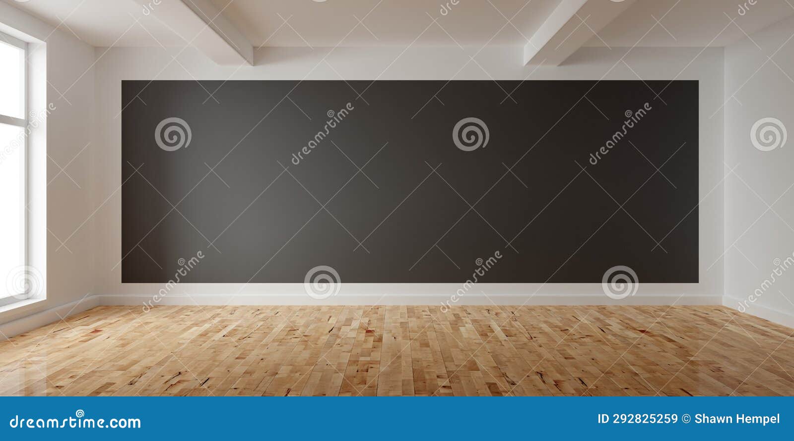 Modern Empty Interior Room with Dark Grey Colored Wall Background, Wood ...