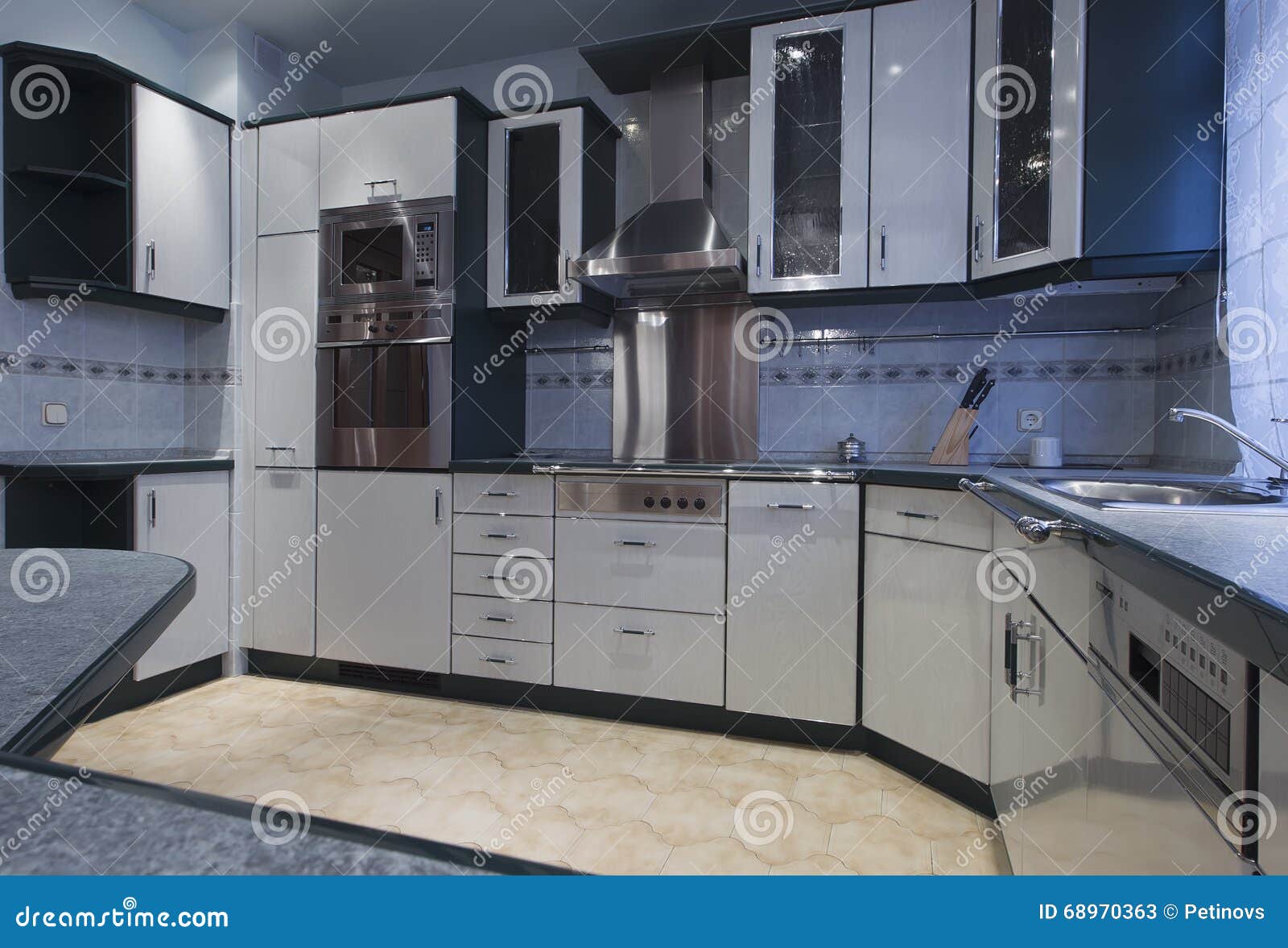 Modern Empty Kitchen with Stainless Still Appliances. Stock Image ...