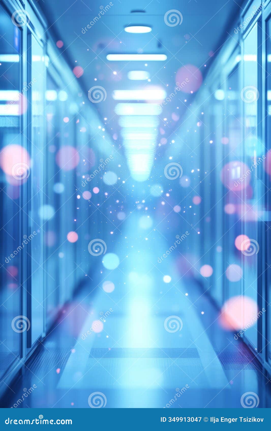 Modern, Empty Laboratory Hallway with Bright Lighting Abstract Blur ...