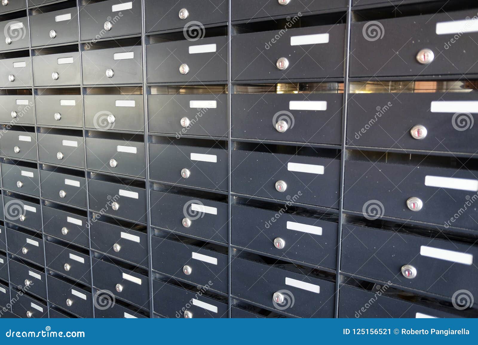 Modern and empty mailboxes stock image. Image of home - 125156521