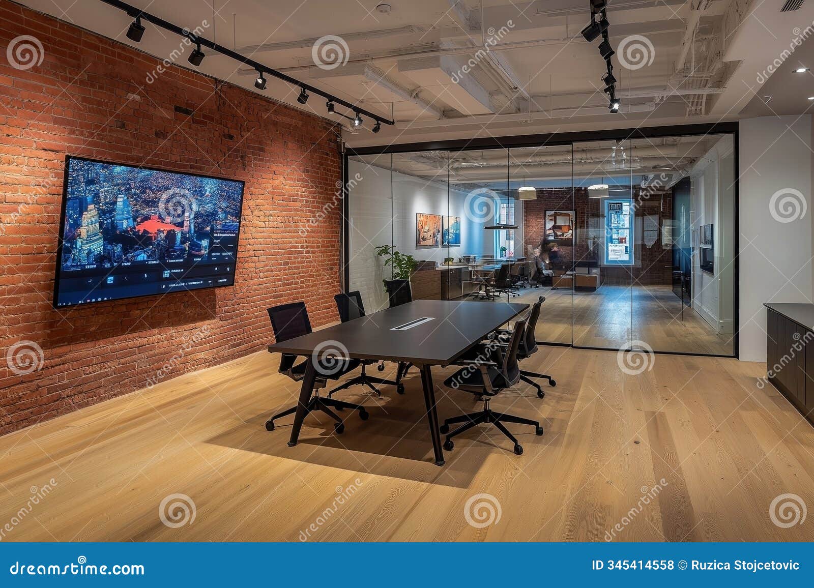 Modern Empty Meeting Room with Big Conference Table Ai Photo Stock ...