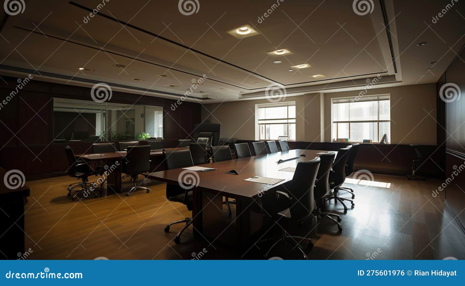 Modern Empty Meeting Room with Big Conference Table, Generative Ai ...