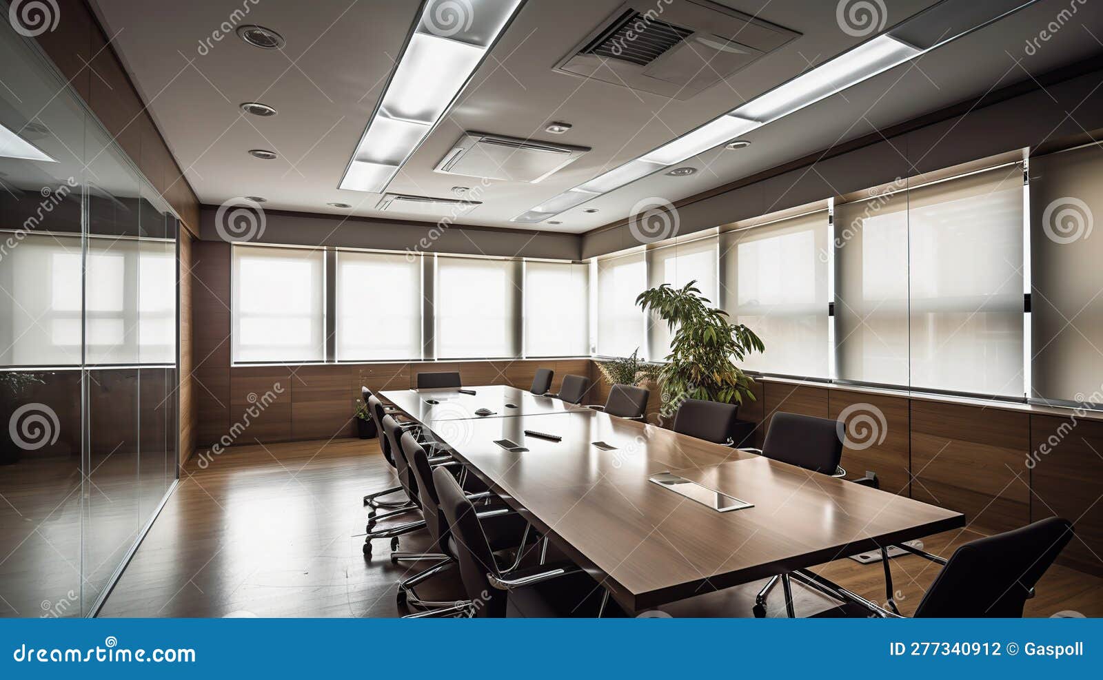 Modern Empty Meeting Room with Big Conference Table, Generative Ai ...