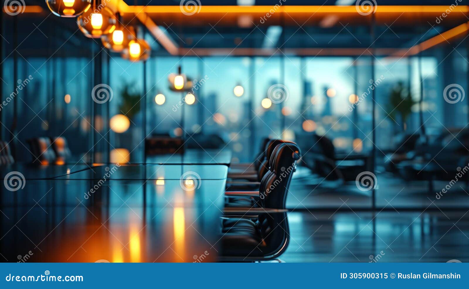 Modern Empty Meeting Room with Big Conference Table. Work Environment ...