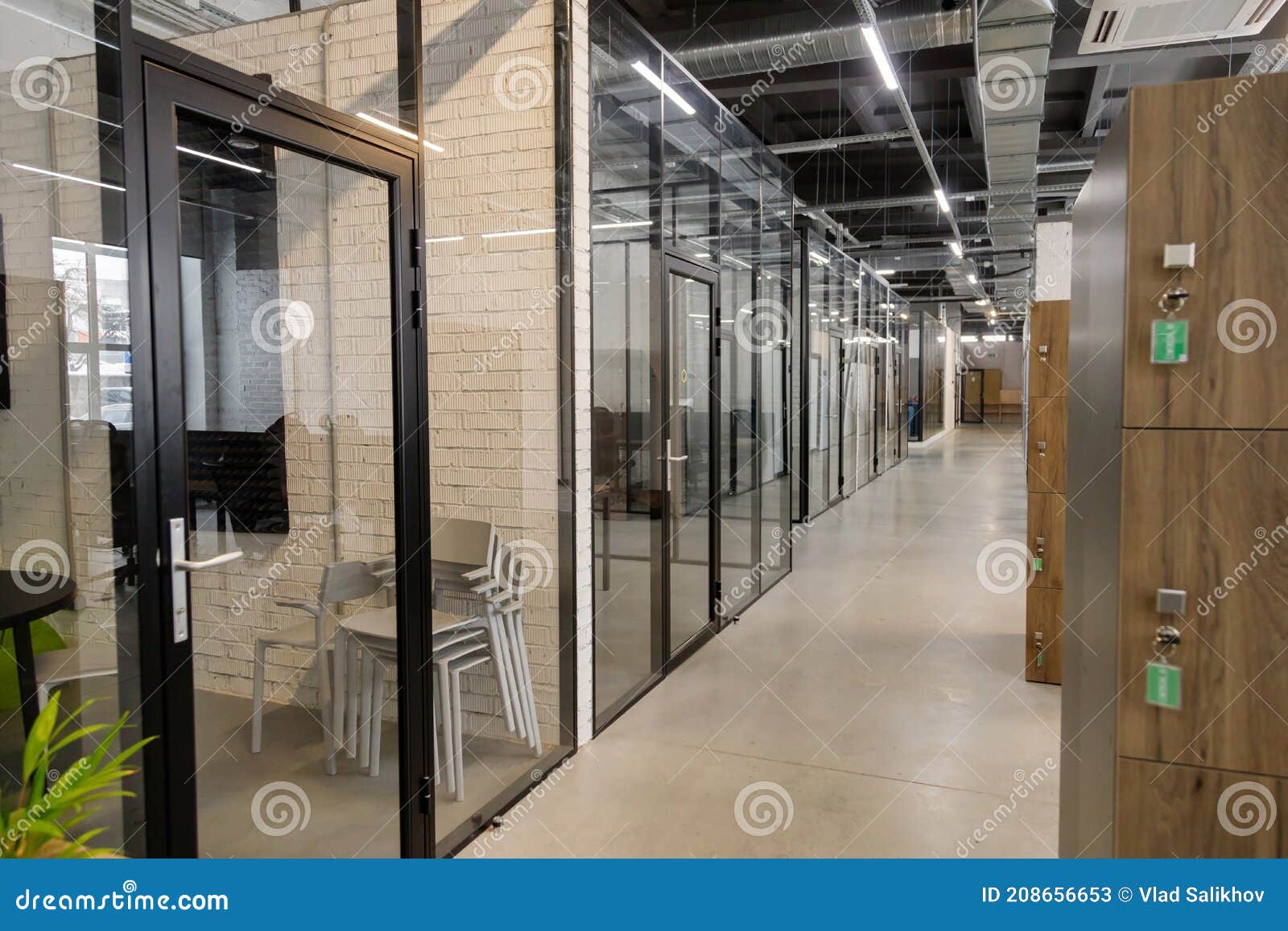 Modern Empty Office with Glass Partitions, Loft Style Interior ...