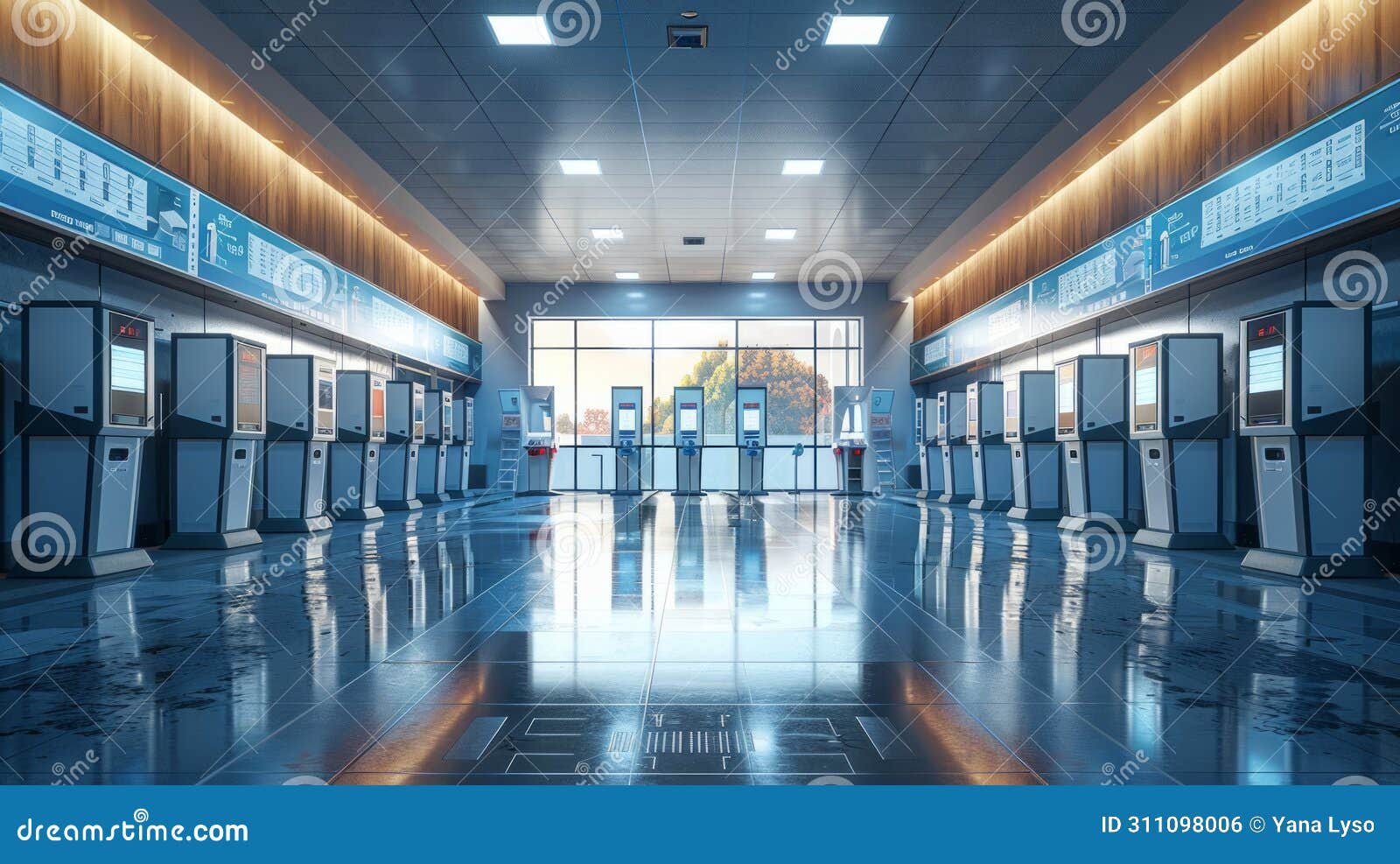 Modern Empty Polling Place with Electronic Voting Booths. Concept of ...