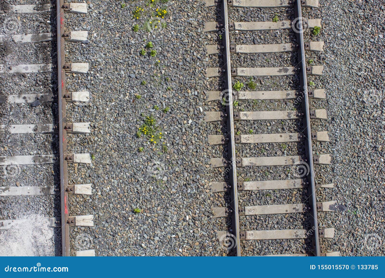 Modern Empty Railroad Tracks in Stones Top View Stock Photo - Image of ...