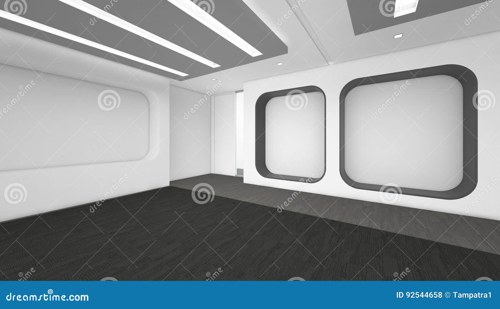 Modern Empty Room, 3d Render Interior Design, Mock Up Illustration ...