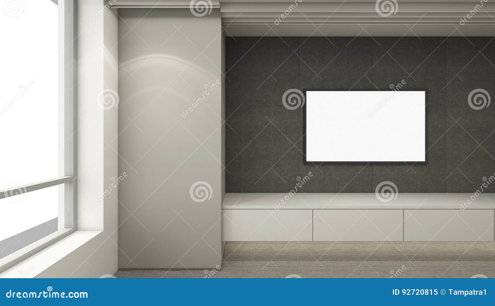 Modern Empty Room, 3d Render Interior Design, Mock Up Illustration ...