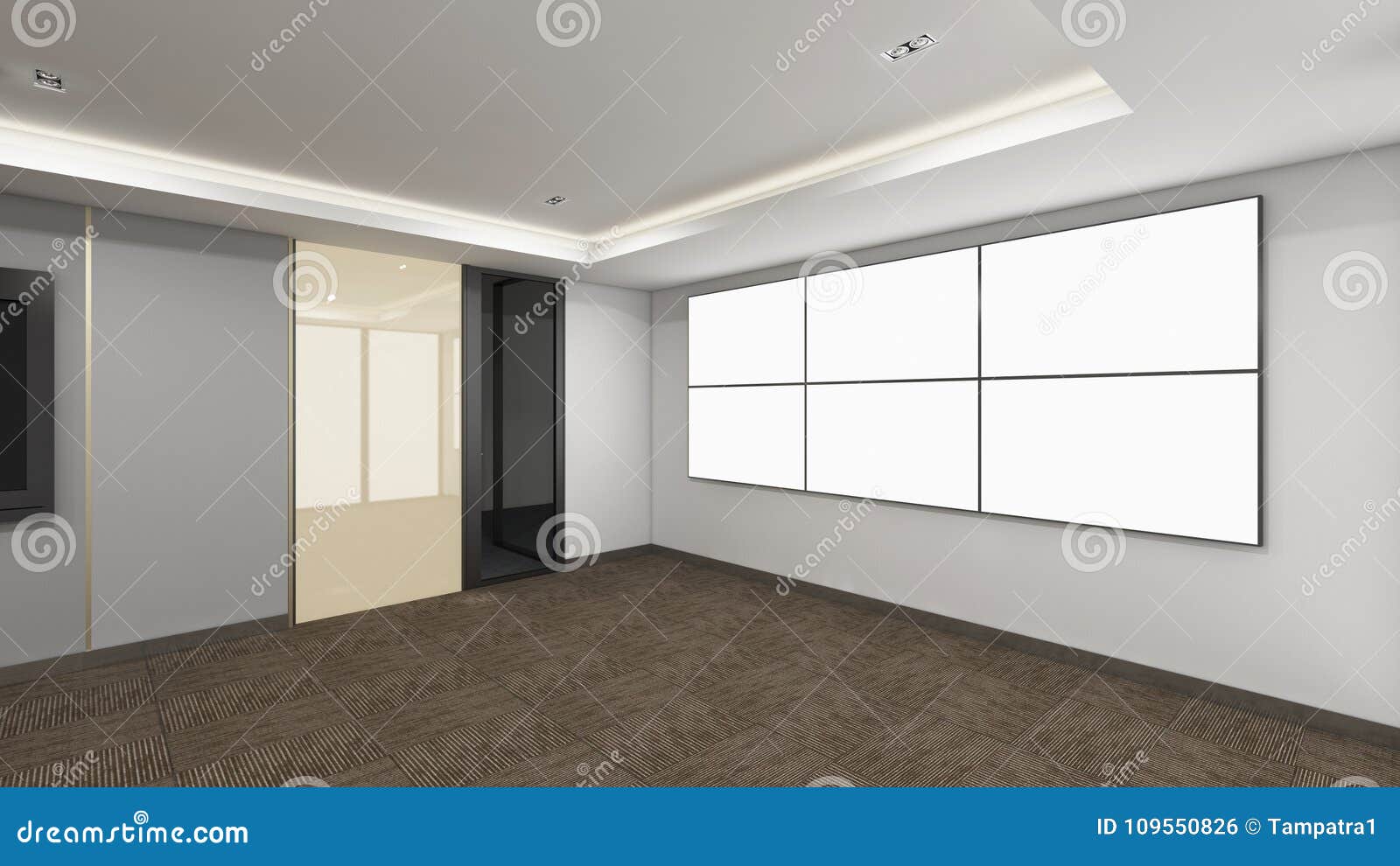 Modern Empty Room, 3d Render Interior Design, Mock Up Illustration ...