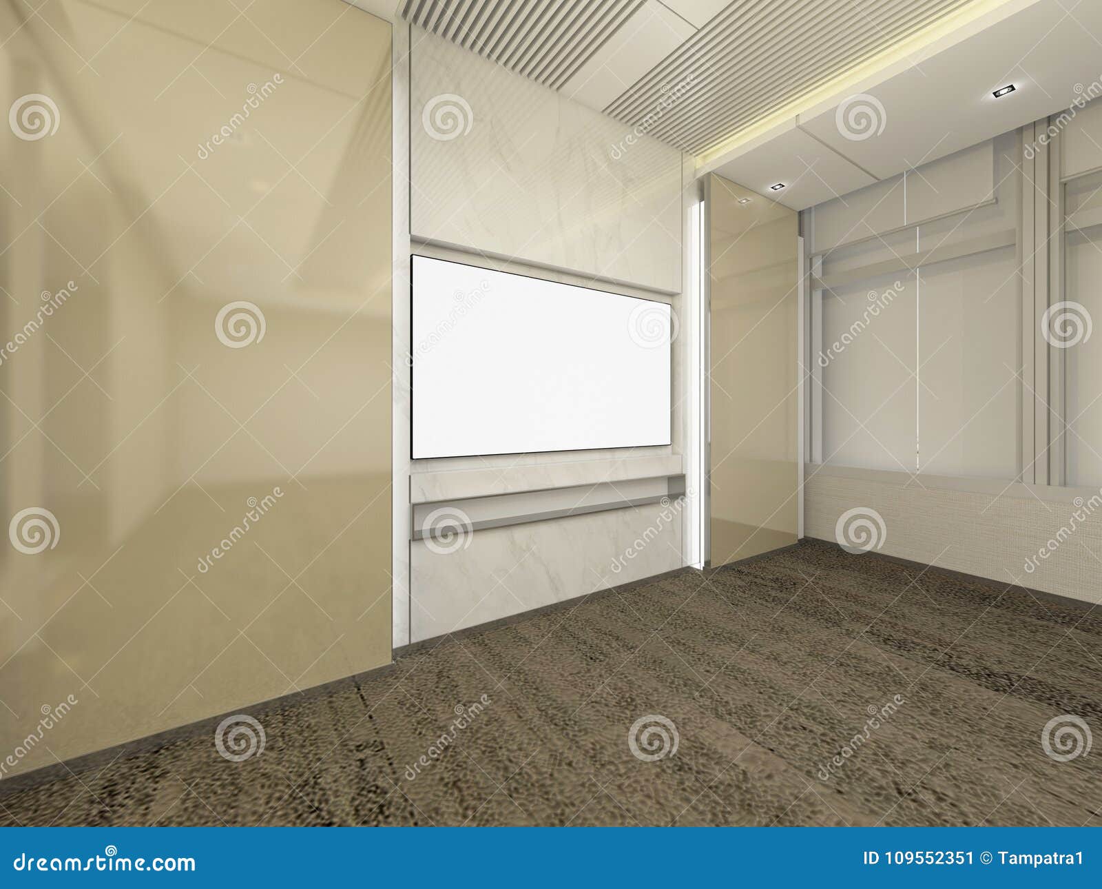 Modern Empty Room, 3d Render Interior Design, Mock Up Illustration ...