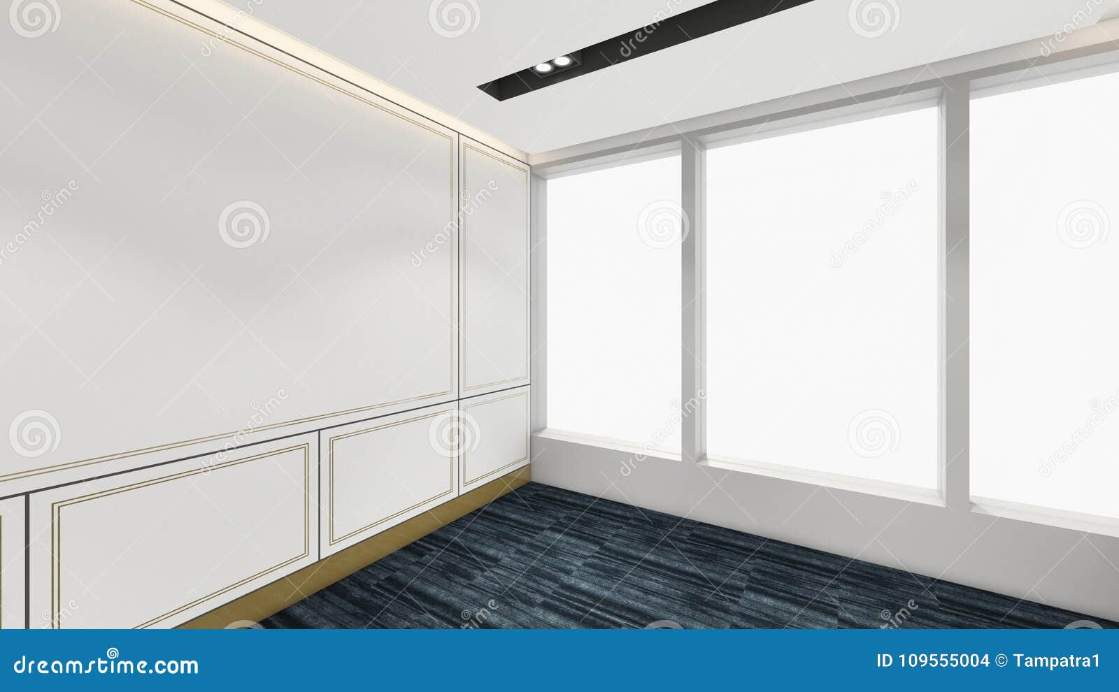 Modern Empty Room, 3d Render Interior Design, Mock Up Illustration ...