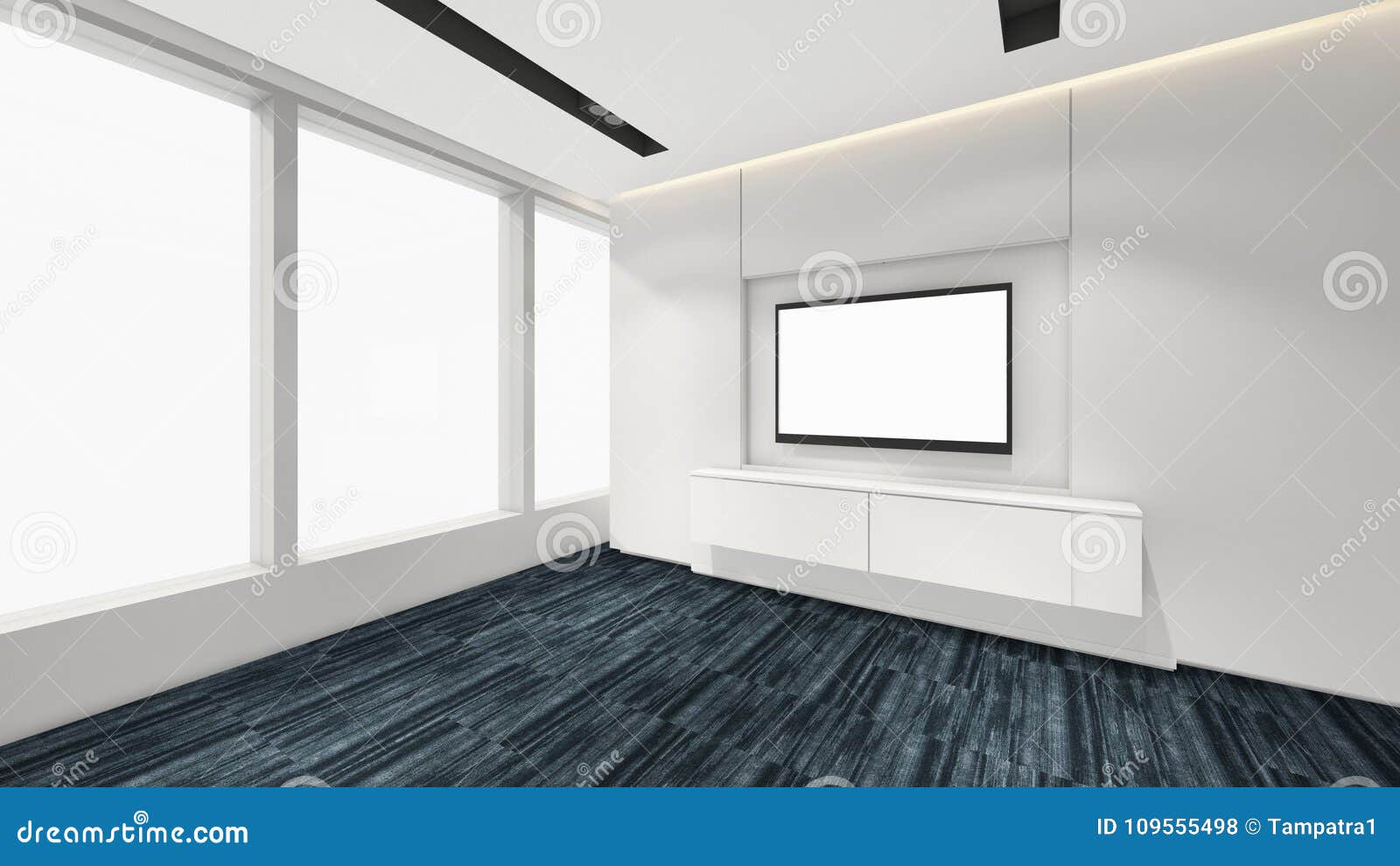 Modern Empty Room, 3d Render Interior Design, Mock Up Illustration ...