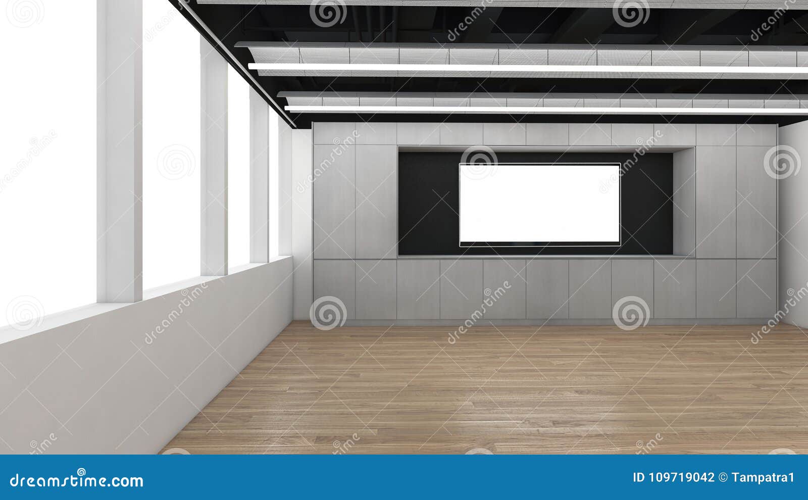 Modern Empty Room, 3D Render Interior Design, Mock Up Illustration ...