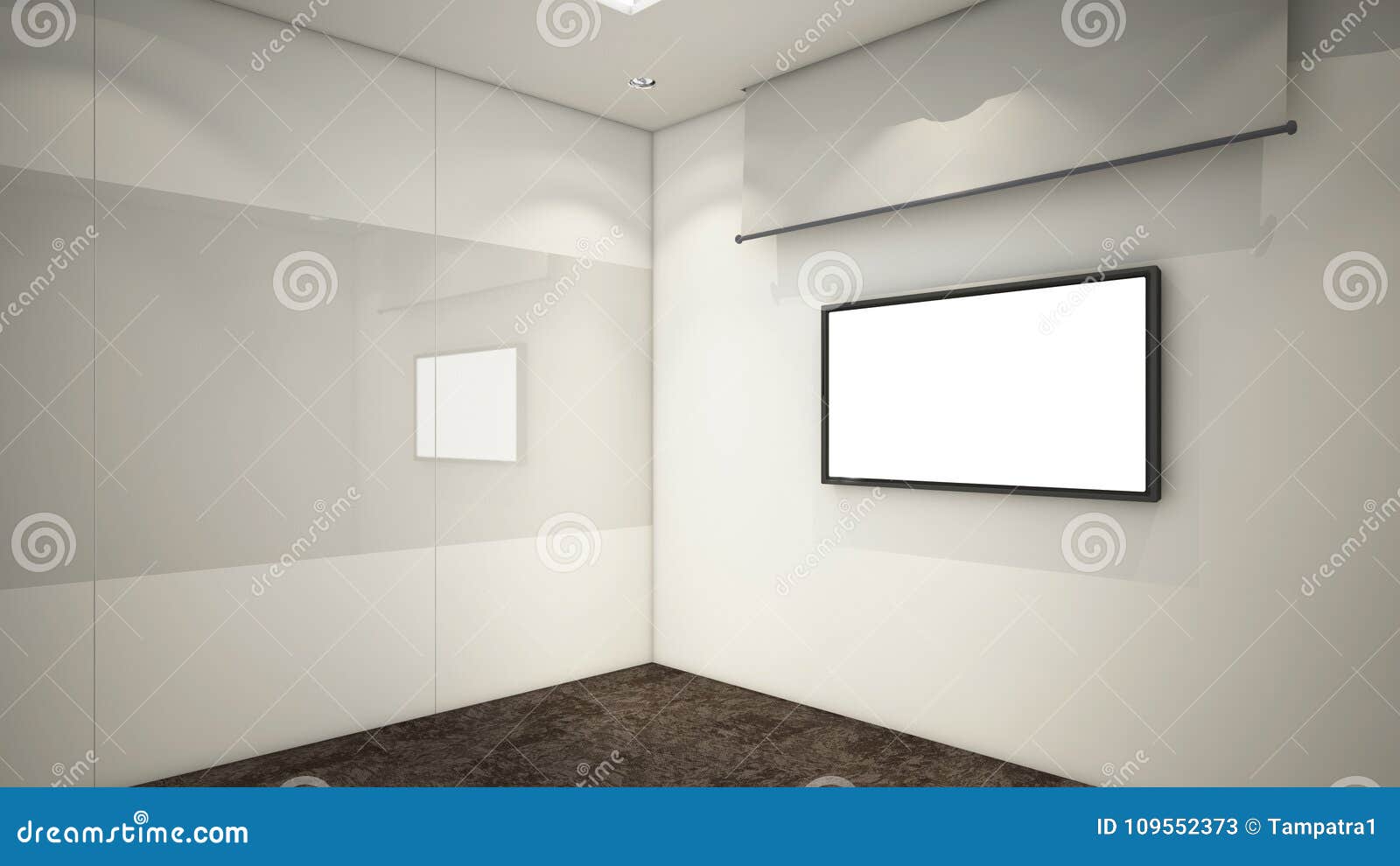 Modern Empty Room, 3d Render Interior Design, Mock Up Illustration ...