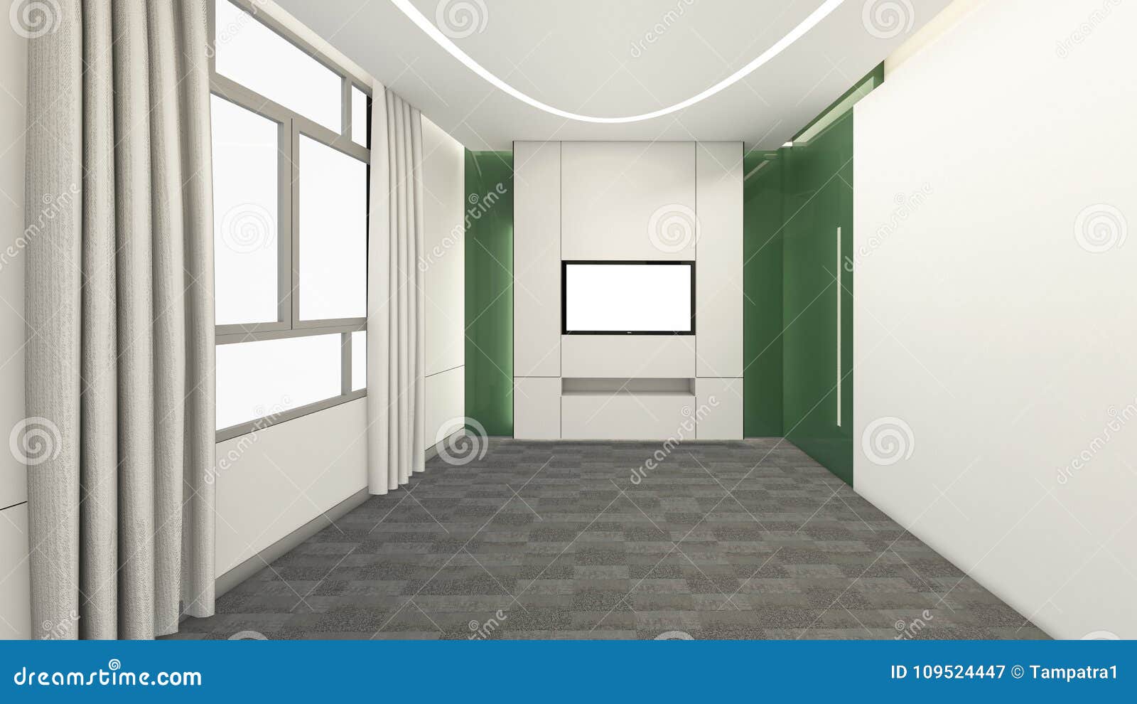 Modern Empty Room, 3d Render Interior Design, Mock Up Illustration ...