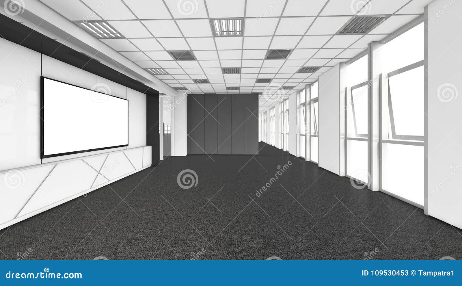 Modern Empty Room, 3d Render Interior Design, Mock Up Illustration ...