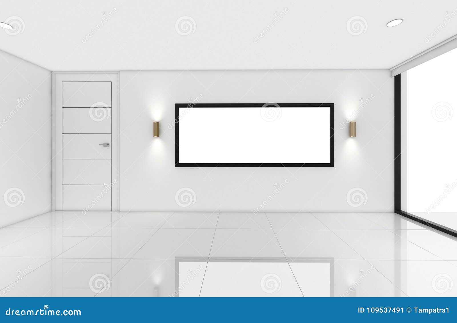 Modern Empty Room, 3d Render Interior Design, Mock Up Illustration ...
