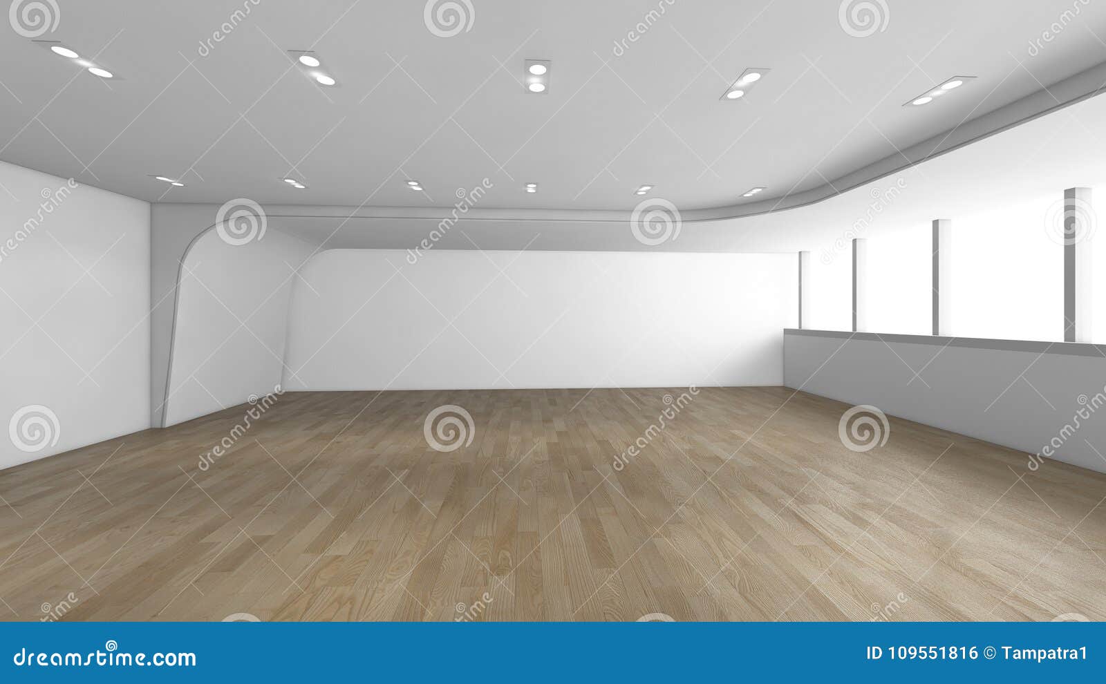 Modern Empty Room, 3d Render Interior Design, Mock Up Illustration ...