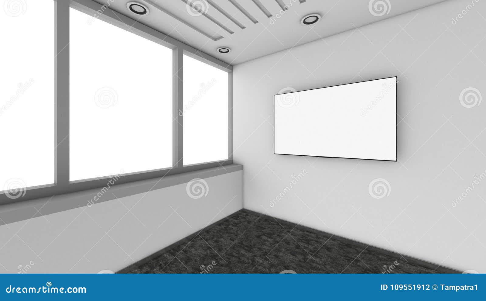 Modern Empty Room, 3d Render Interior Design, Mock Up Illustration ...