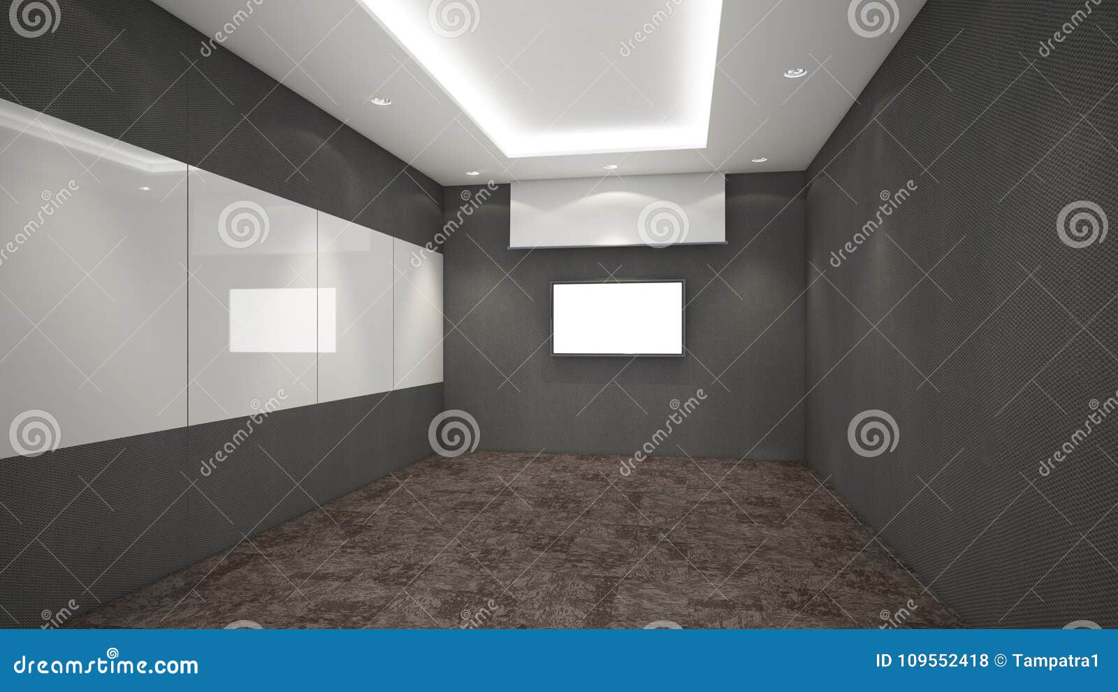 Modern Empty Room, 3d Render Interior Design, Mock Up Illustration ...