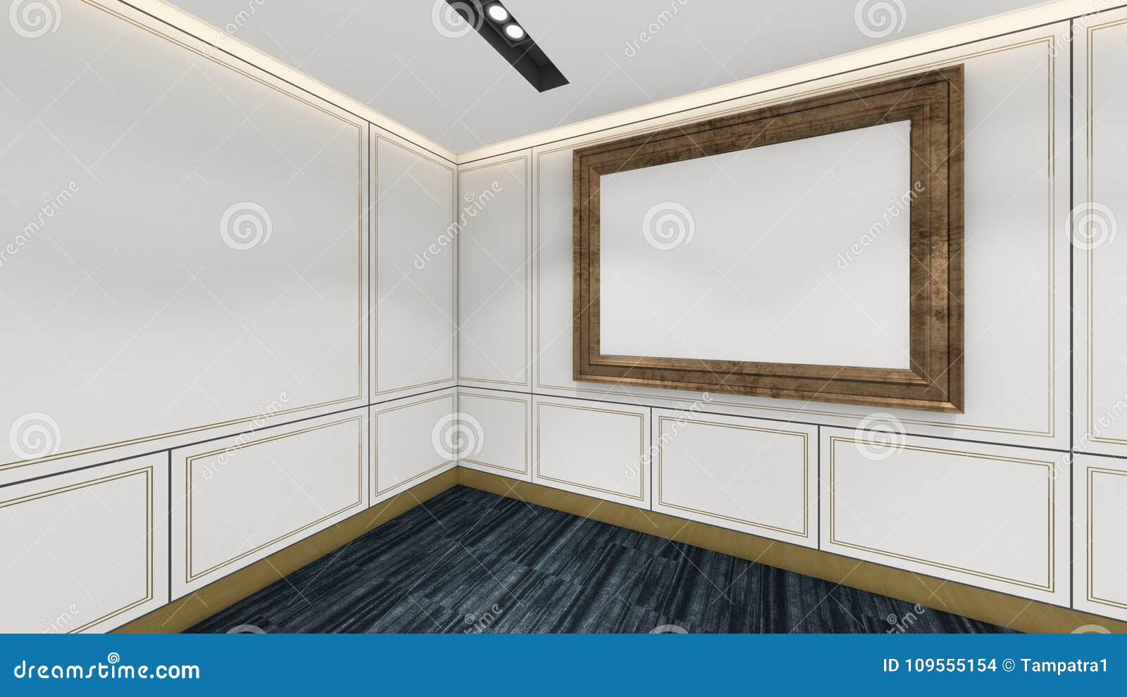 Modern Empty Room, 3d Render Interior Design, Mock Up Illustration ...