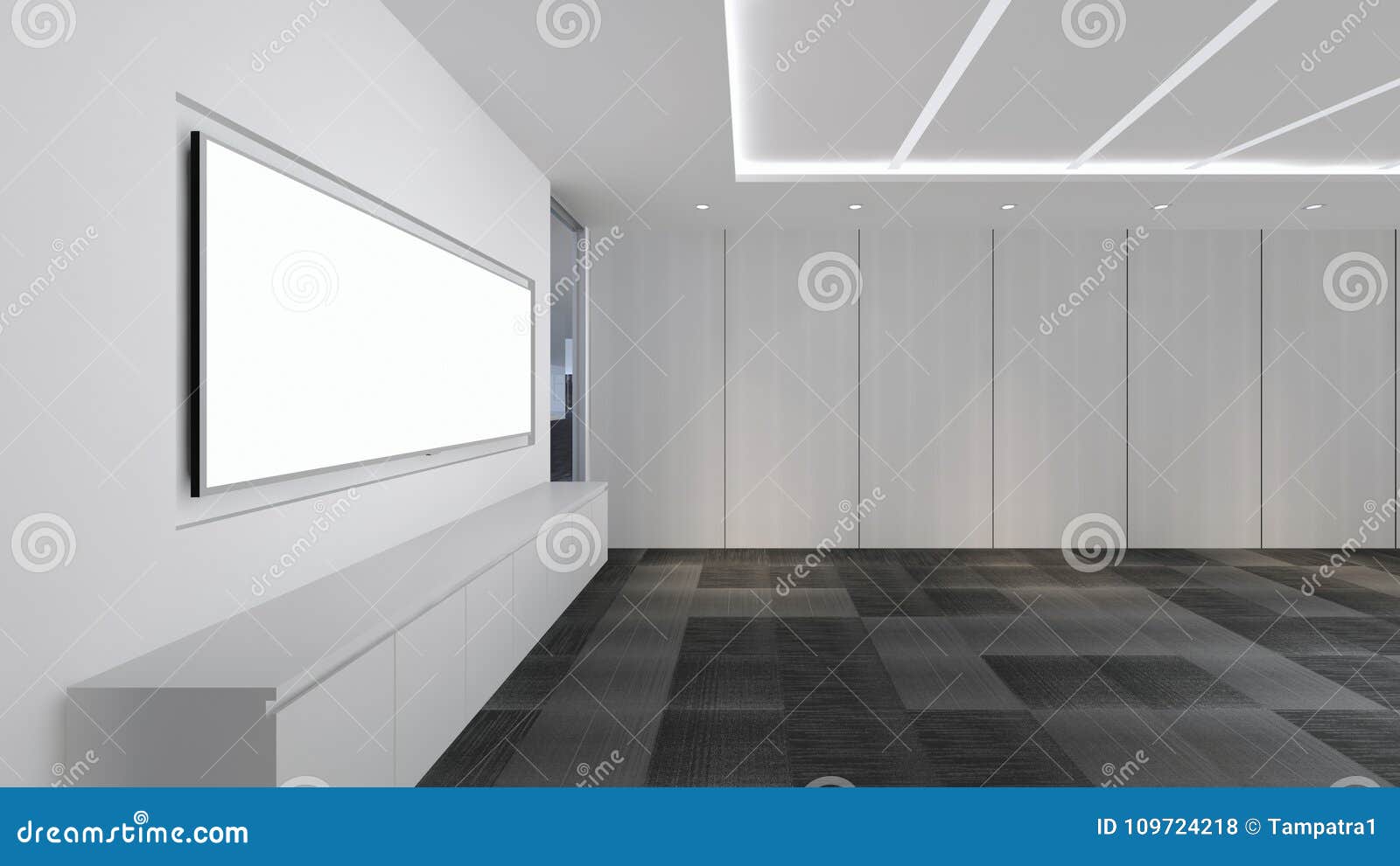 Modern Empty Room, 3D Render Interior Design, Mock Up Illustration ...