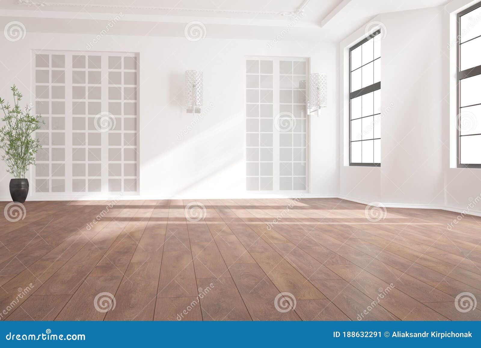 Modern Empty Room with Plant,plinth Interior Design. 3D Illustration ...