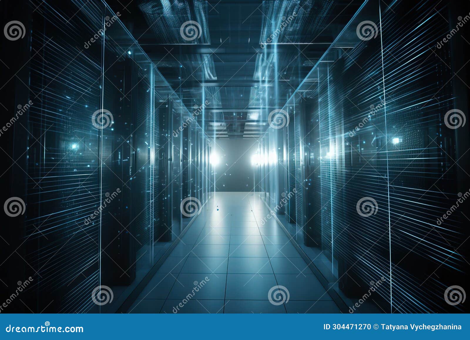 Modern Empty Server Room, Computing Power Room Stock Photo - Image of ...