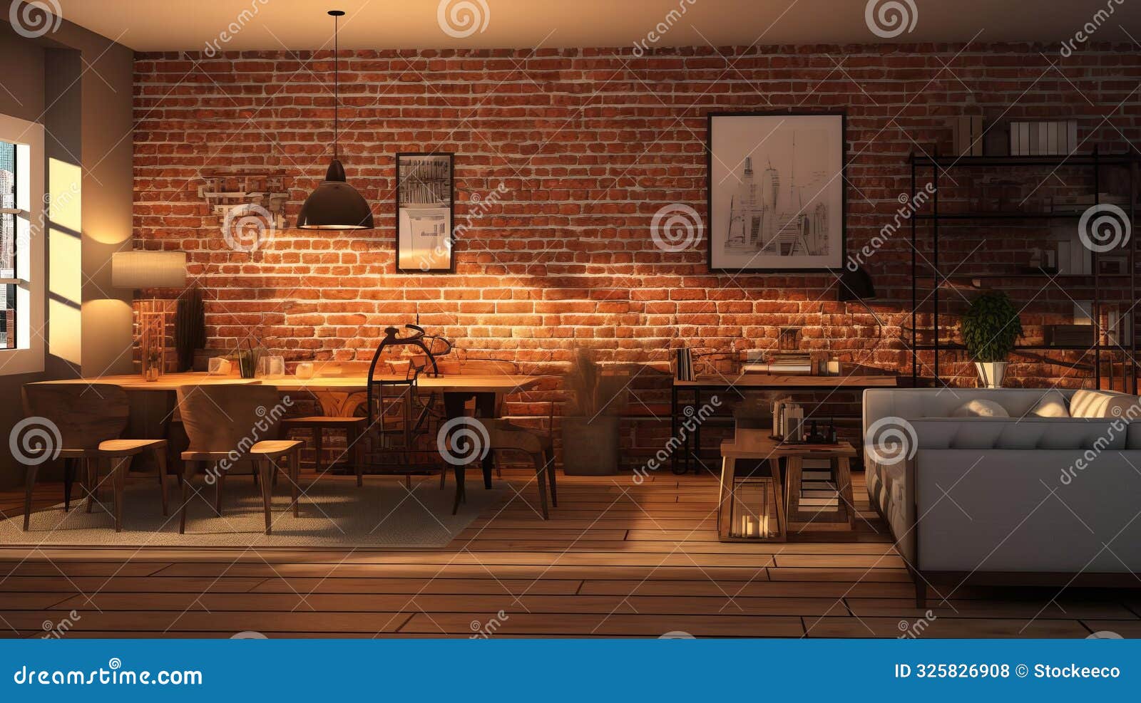 Modern Empty Server Space with Brick Wall Background Design Stock ...