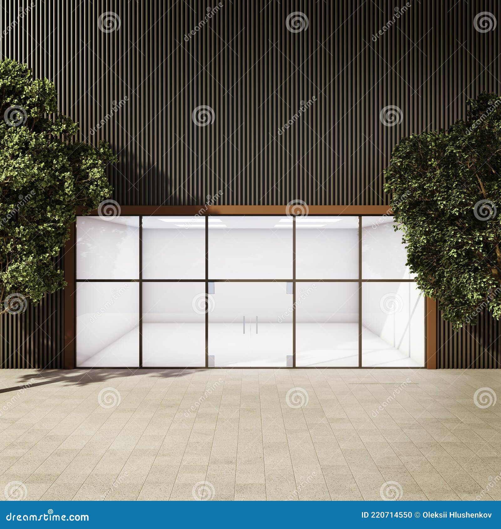 Modern Empty Shop among Trees Stock Illustration - Illustration of ...