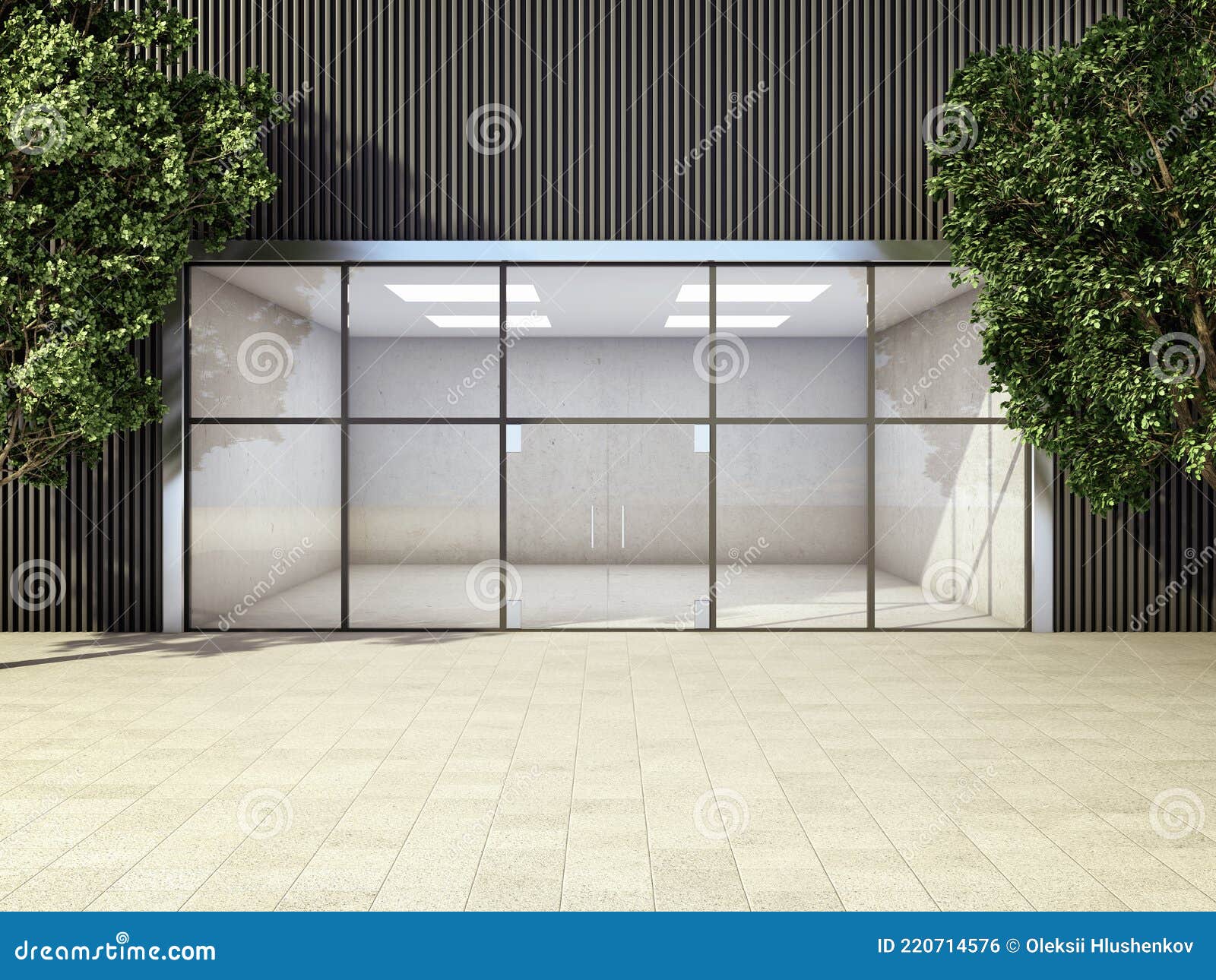 Modern Empty Shop among Trees Stock Illustration - Illustration of ...