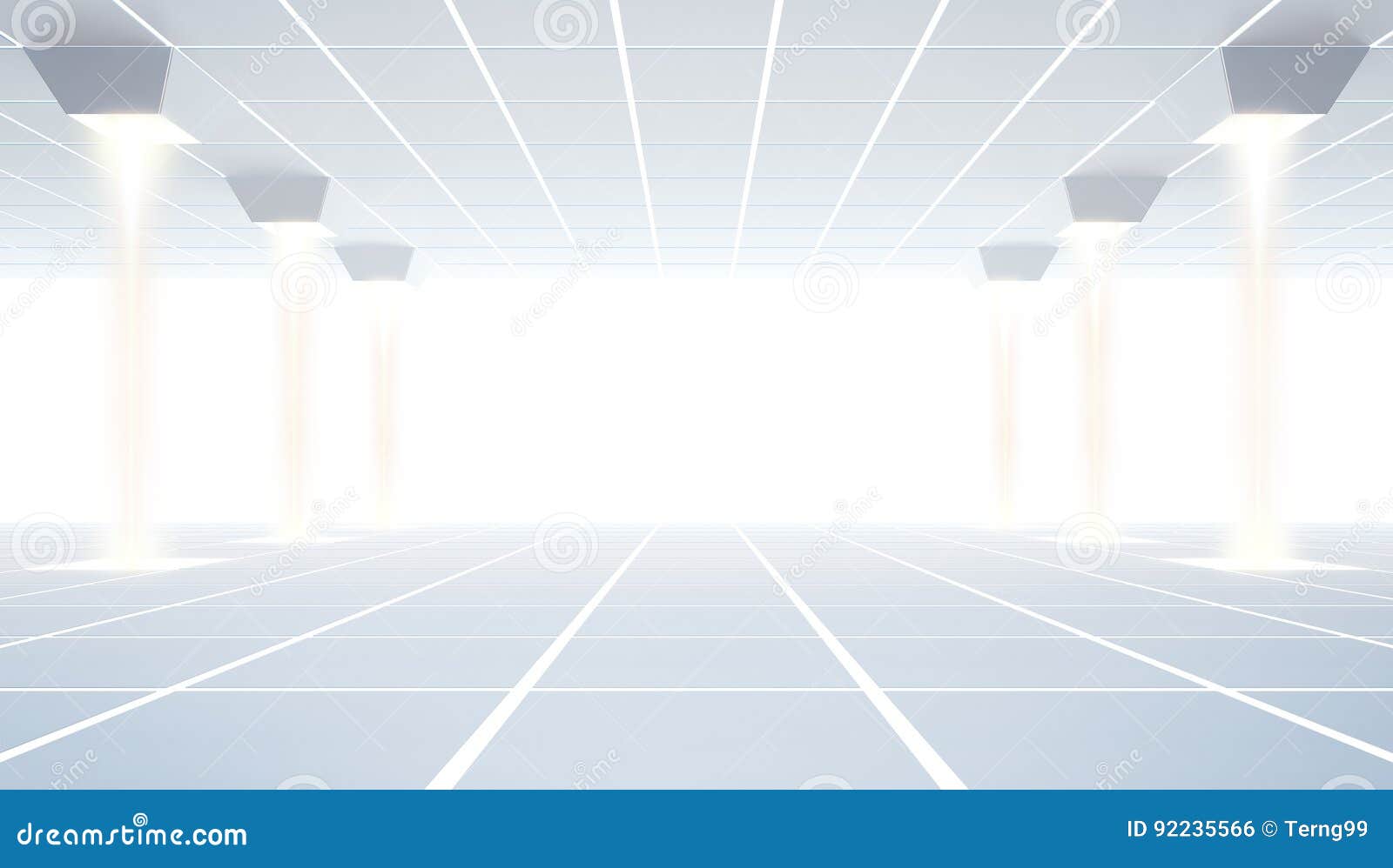 Modern Empty Showroom with Tile Floor and White Background, Future ...