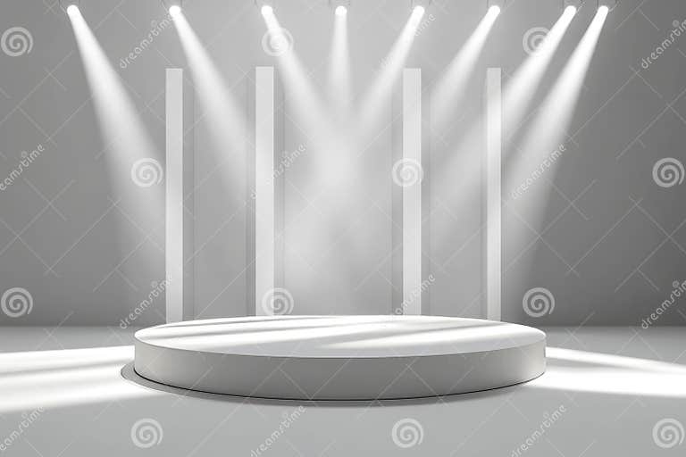 Modern Empty Stage with Curved Lines, Illuminated by Natural Light on a ...