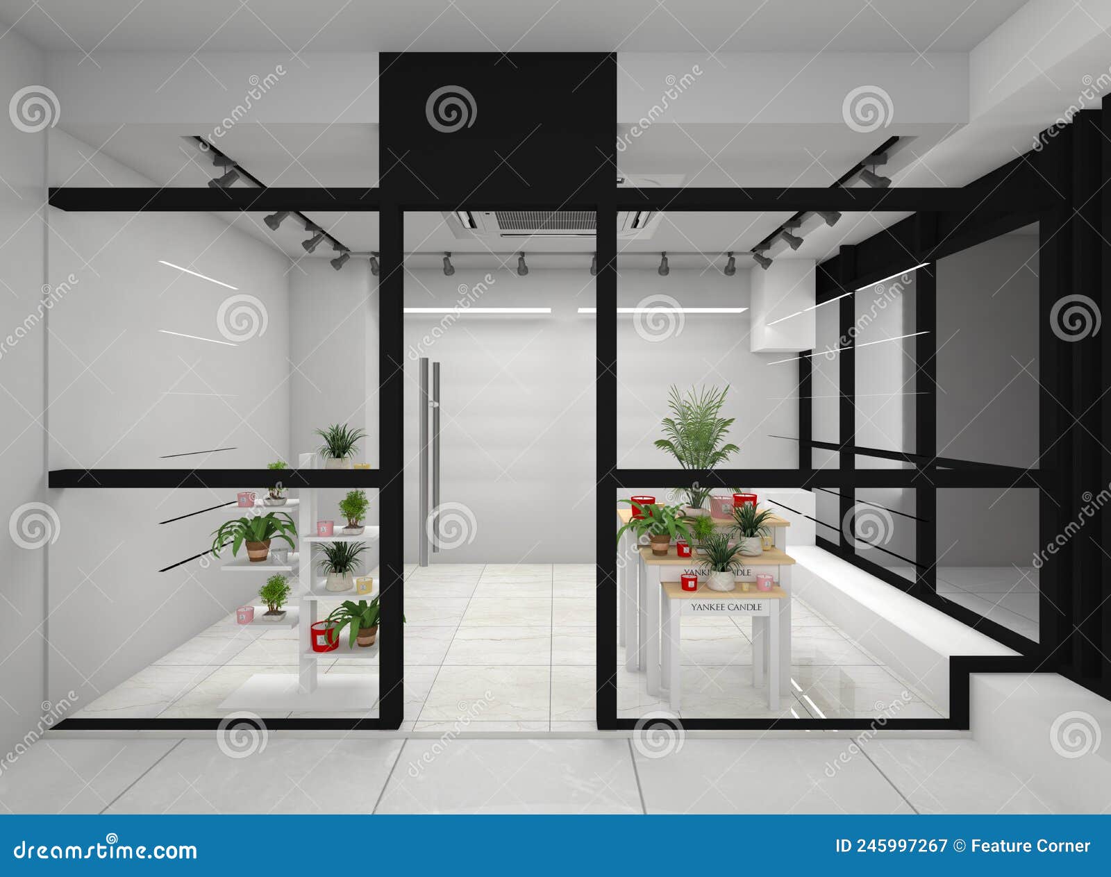 Modern Empty Store Front with Big Window. Exterior of Shop Stock ...