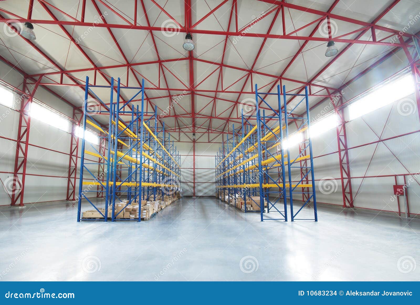 Modern empty storehouse stock photo. Image of large, packaging - 10683234