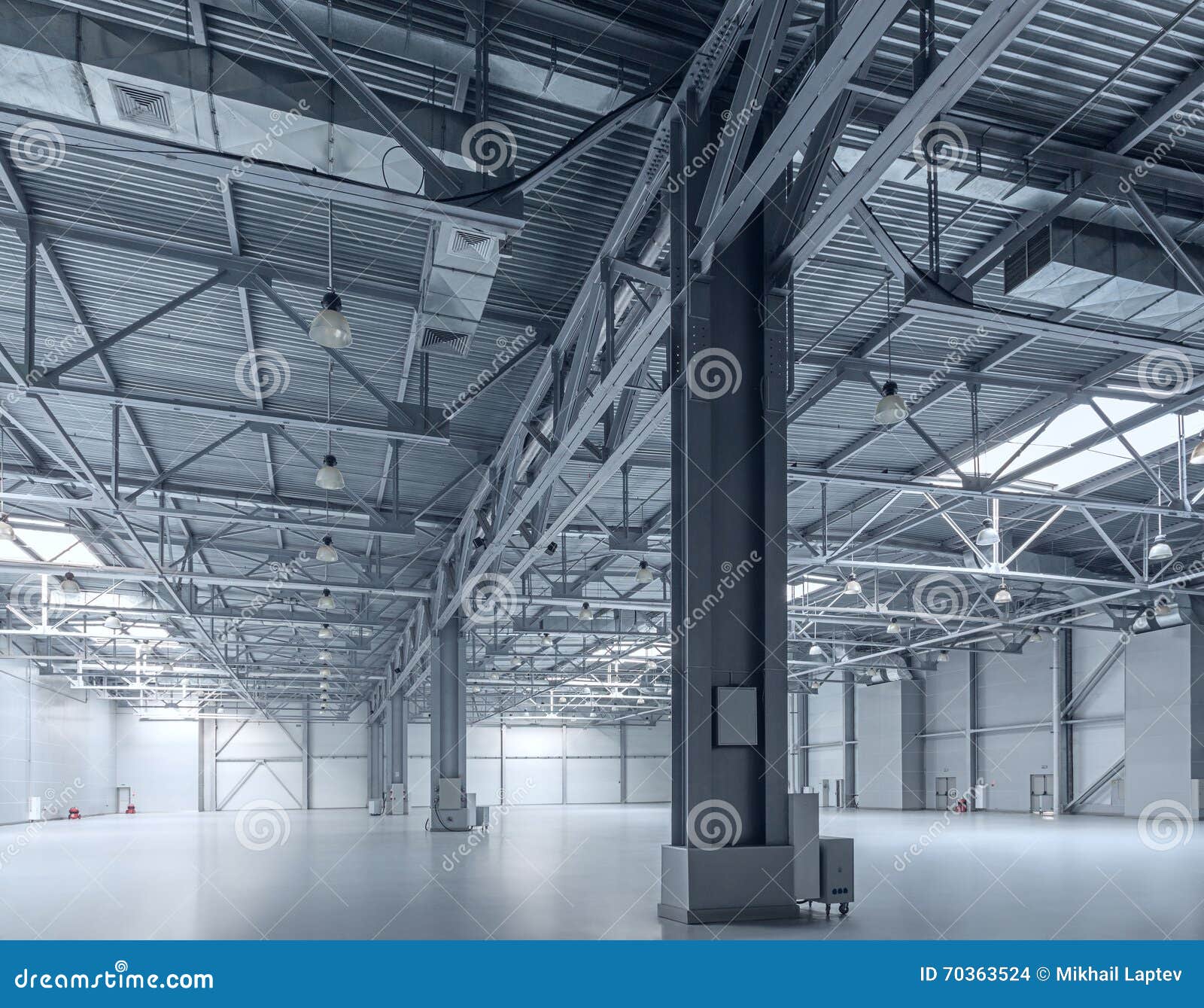 Modern empty storehouse stock photo. Image of hall, iron - 70363524