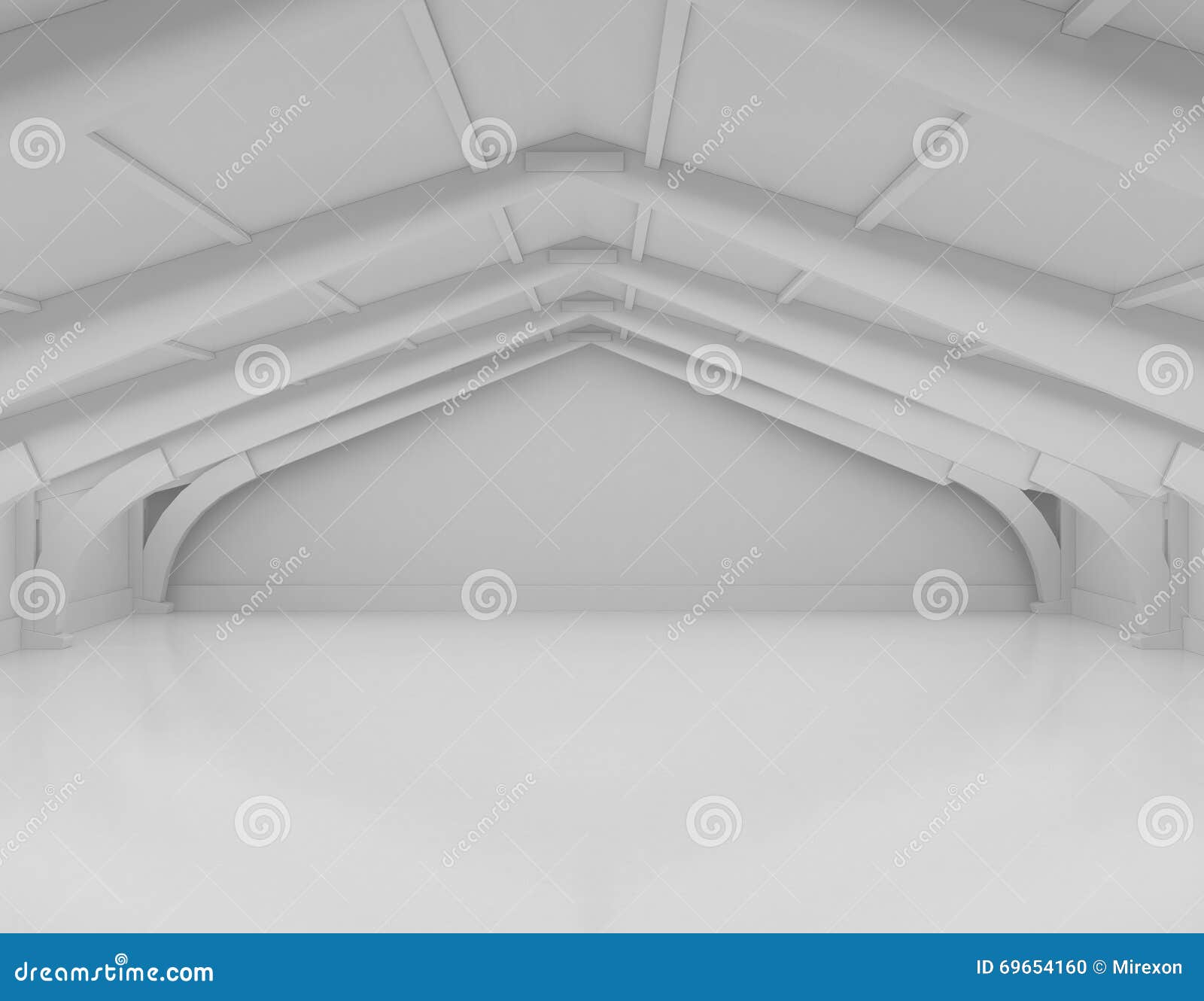 Modern Empty White Warehouse Interior with Reflective Concrete Floor ...