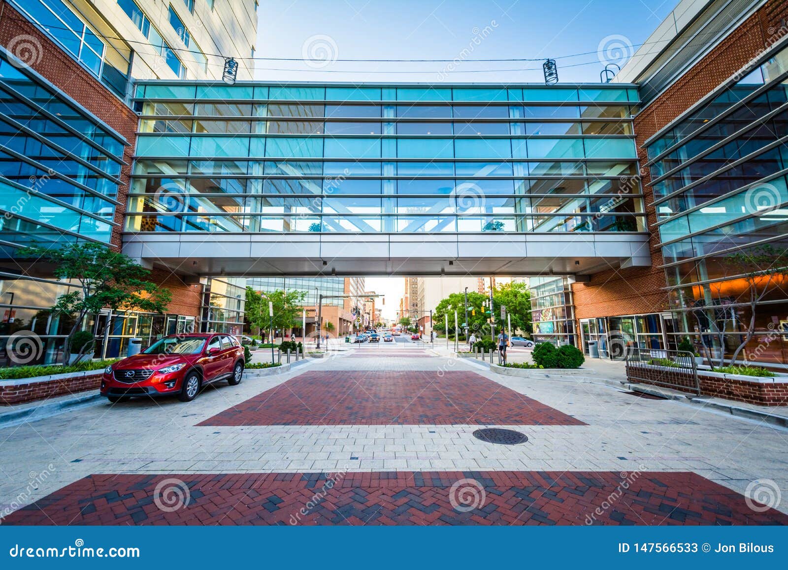 Modern Enclosed Pedestrian Bridge in Downtown Baltimore, Maryland ...