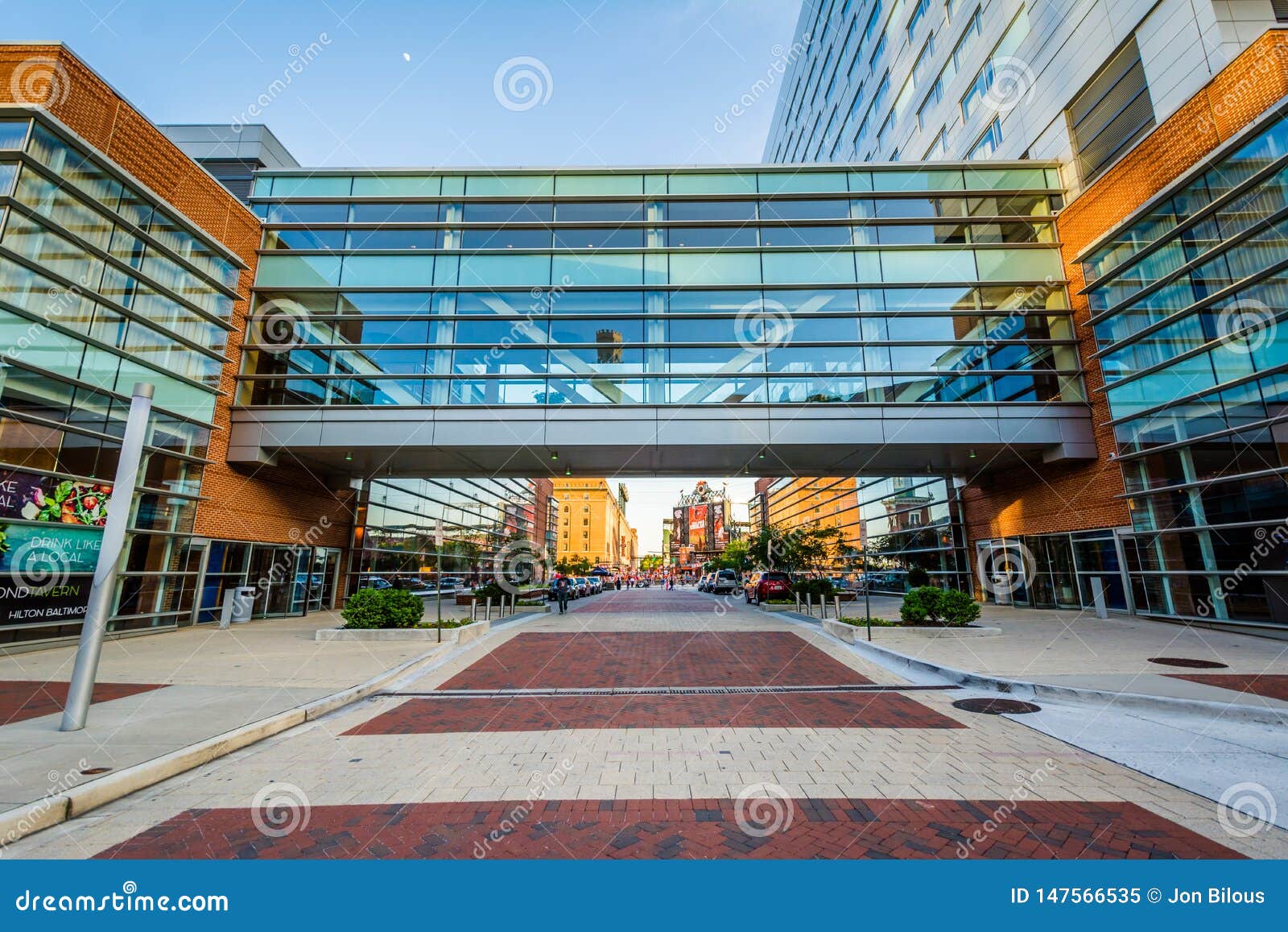 Modern Enclosed Pedestrian Bridge in Downtown Baltimore, Maryland ...