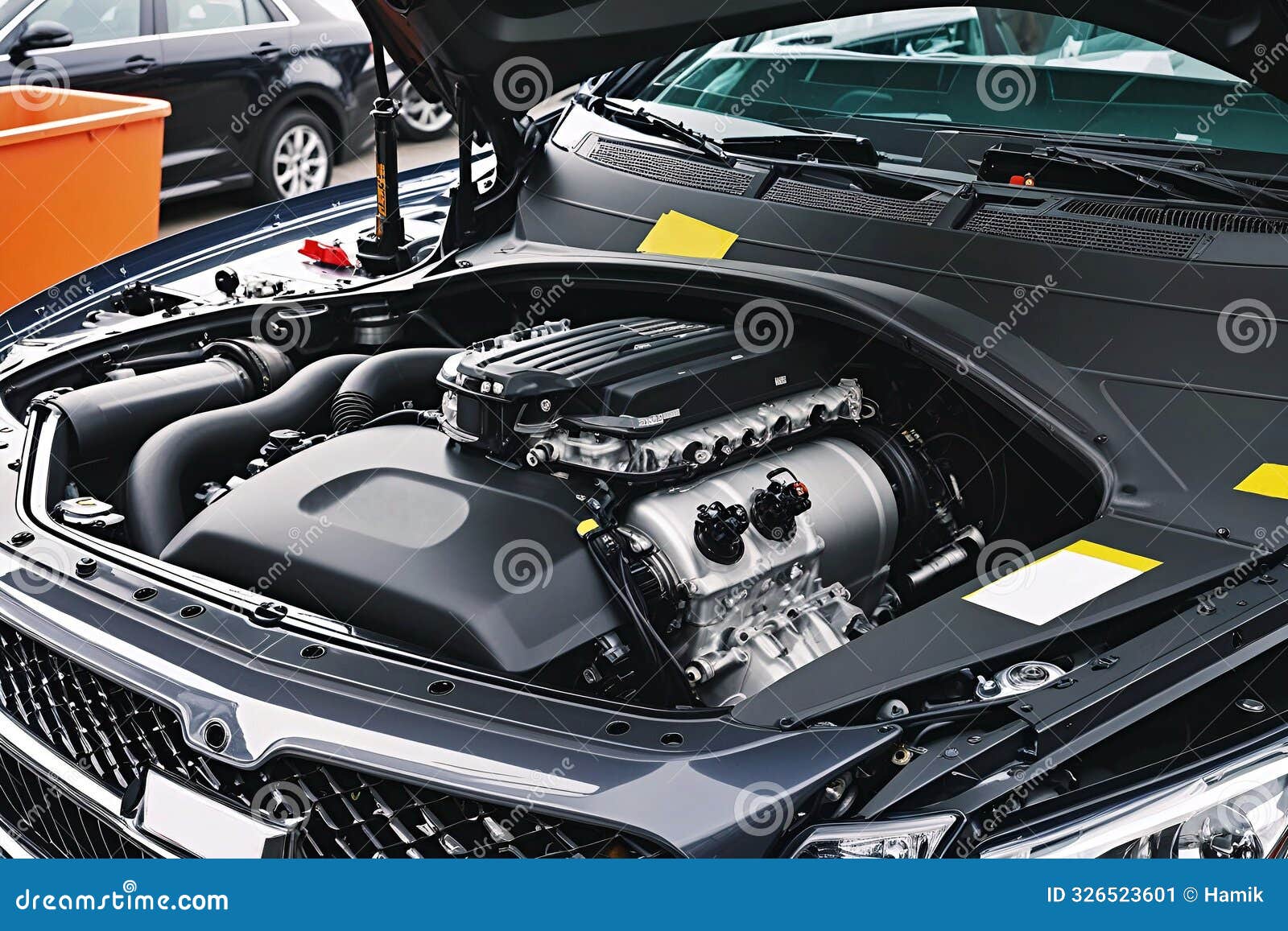 Modern engine bay stock illustration. Illustration of power - 326523601