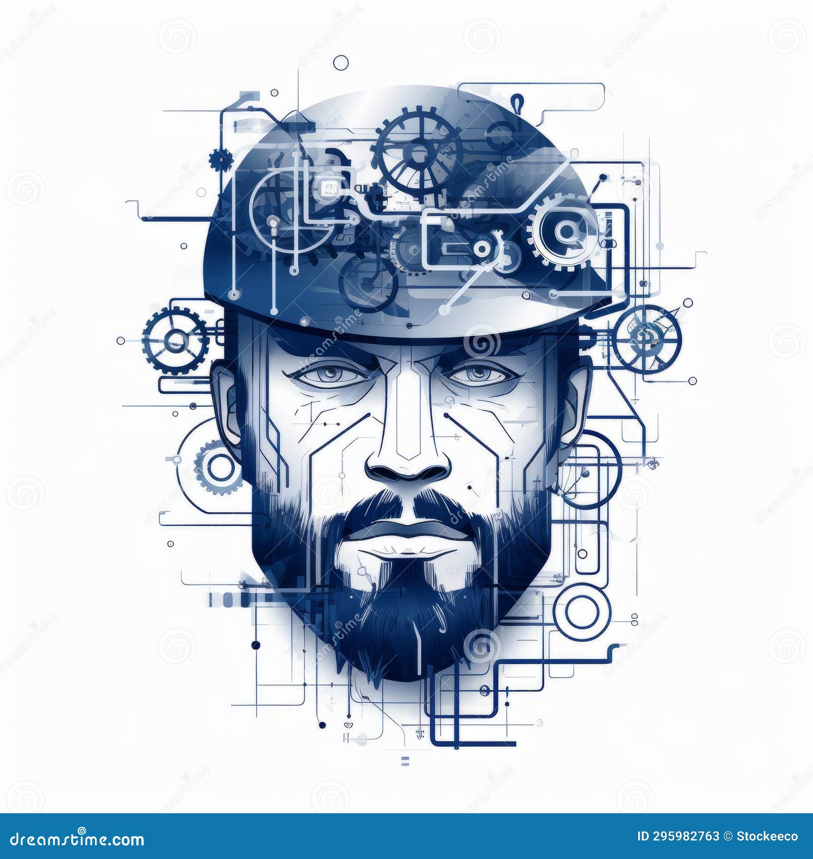 Modern Engineer Face: Vector Illustration with Layered Geometry Stock ...