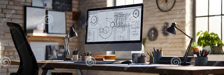 Modern Engineering Desk with Focused Workspace Featuring Detailed ...
