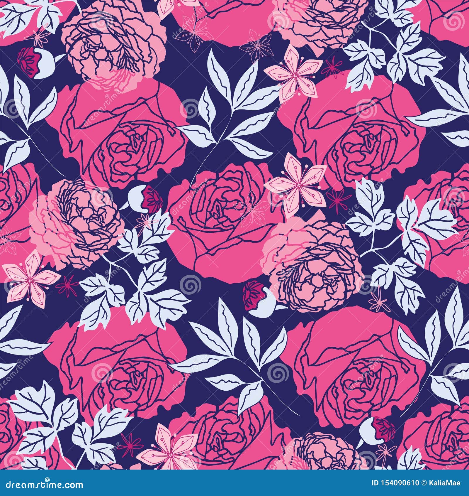 Modern English Roses Floral Seamless Pattern Print. Vector Stock ...