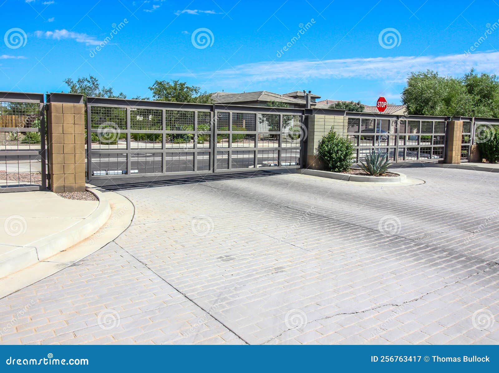 Modern Entrance and Exit Security Gates Stock Image - Image of clouds ...